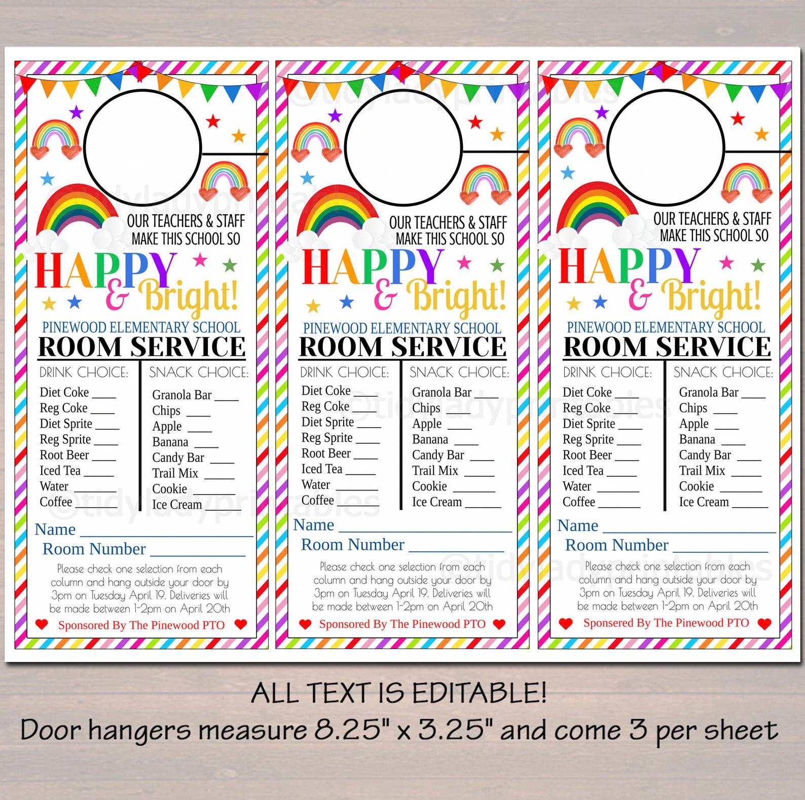 Rainbow Room Service Door Hanger Teacher and Staff - Etsy