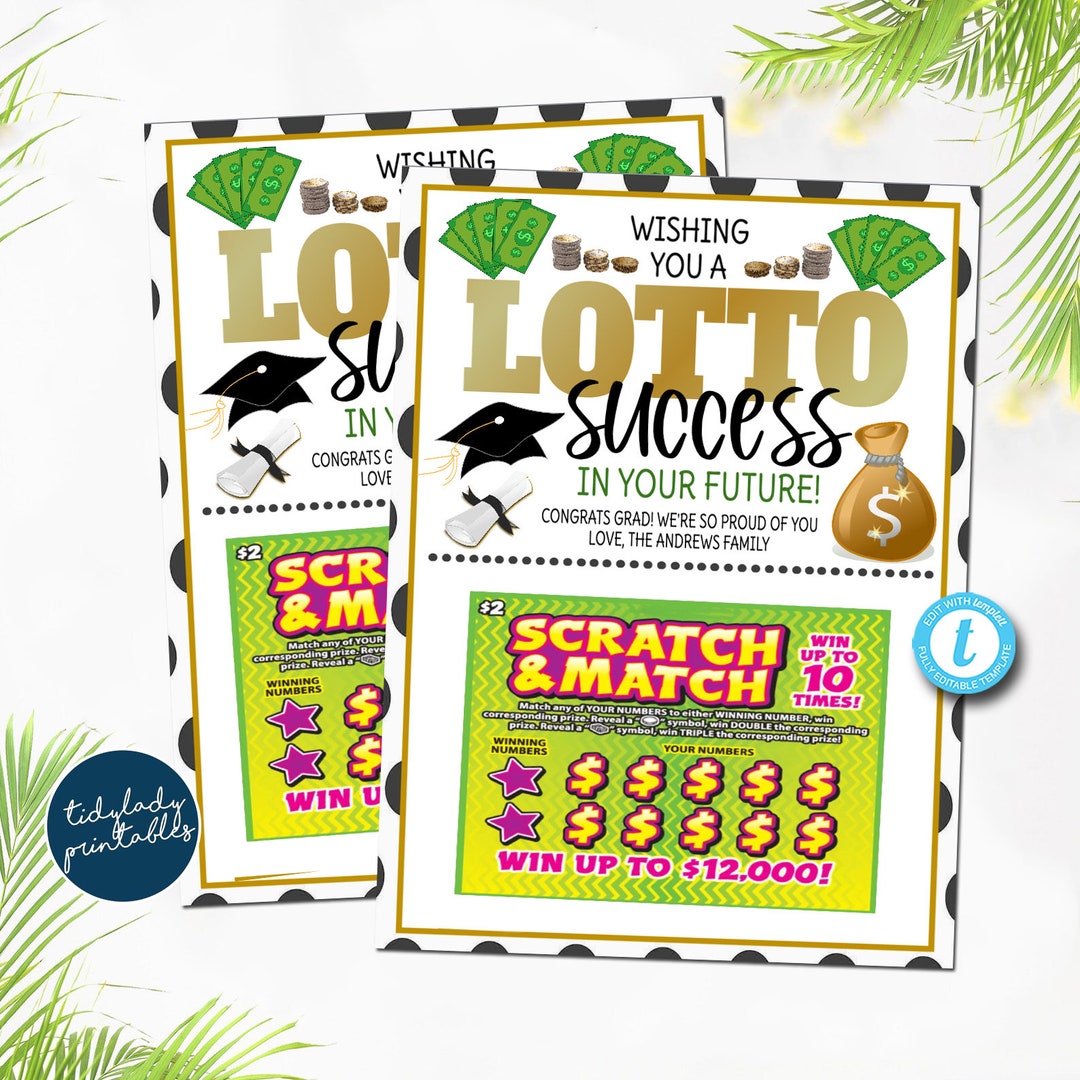 Editable Graduation Lottery Ticket Gift Card Holder (printable) - Etsy