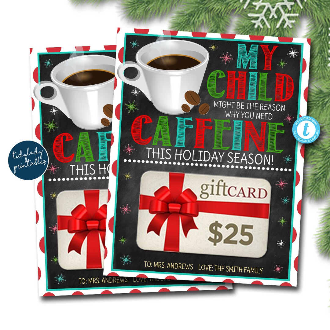 EDITABLE Christmas Thanks a Latte Coffee Gift Card Holder Printable ...