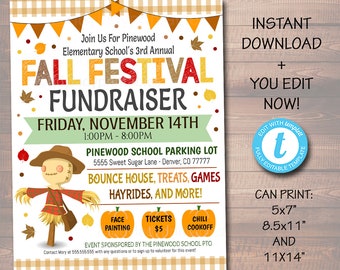 EDITABLE / Fall Harvest Flyer / Poster Pumpkins Halloween Invitation ...