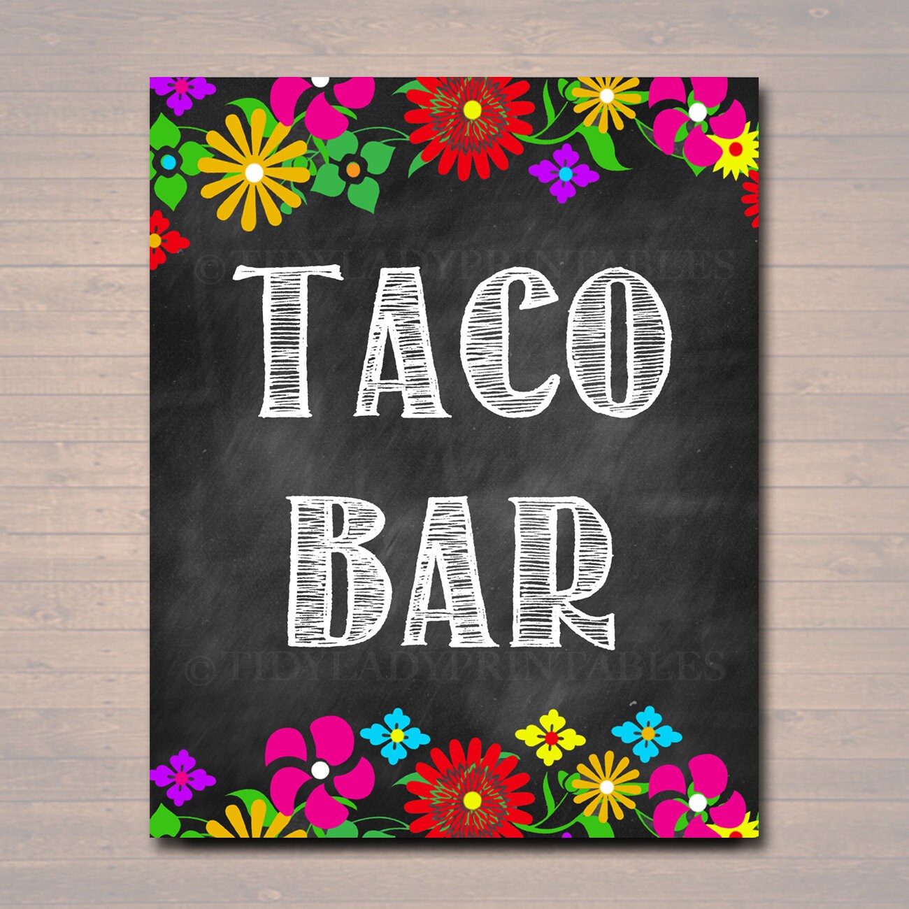 Letrero imprimible de Taco Bar Decoración de fiesta floral - Etsy México