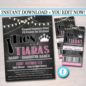 EDITABLE Daddy Daughter Dance Set School Dance Flyer Party Invitation ...