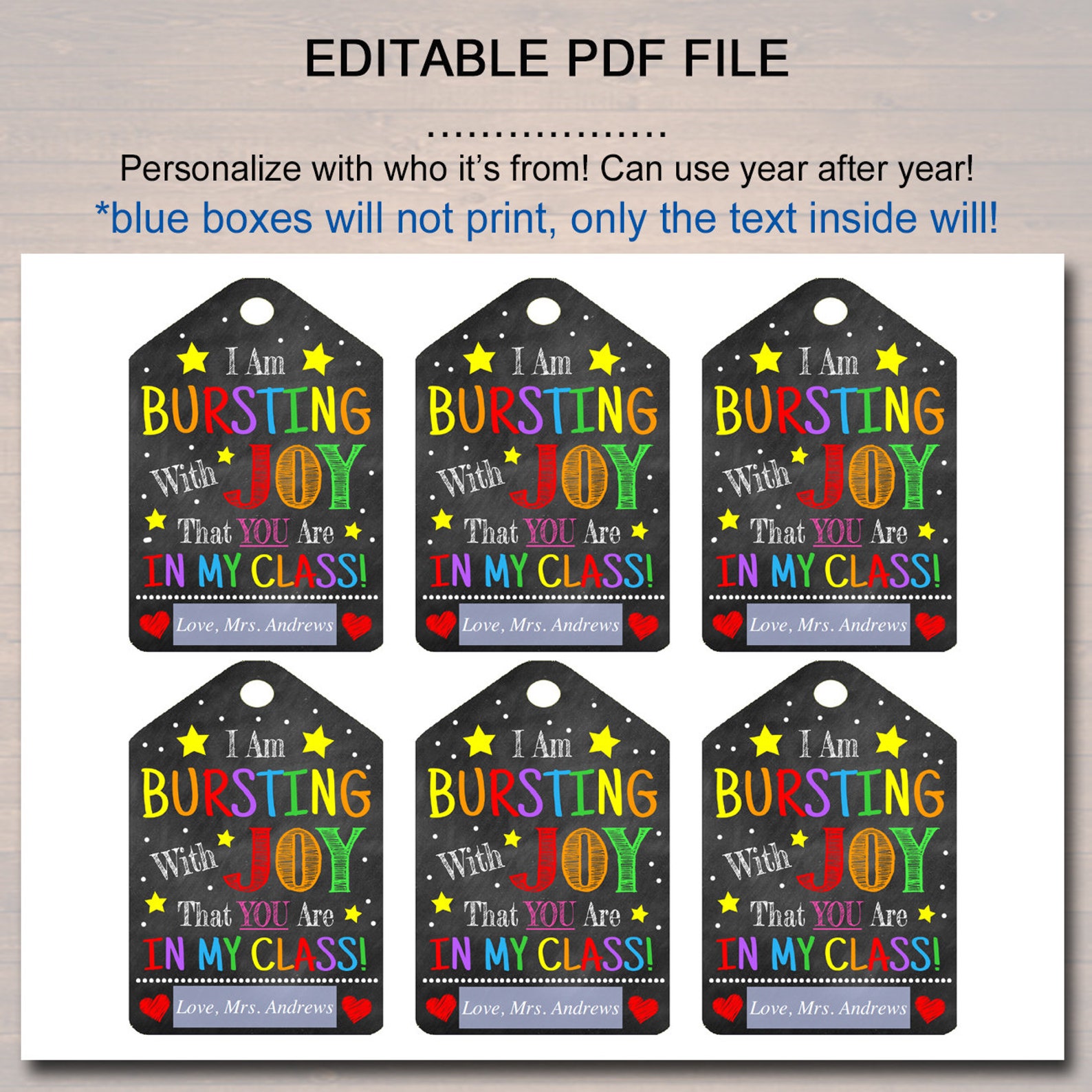 EDITABLE Candy Classroom Printable Gift Tags Bursting With - Etsy Canada
