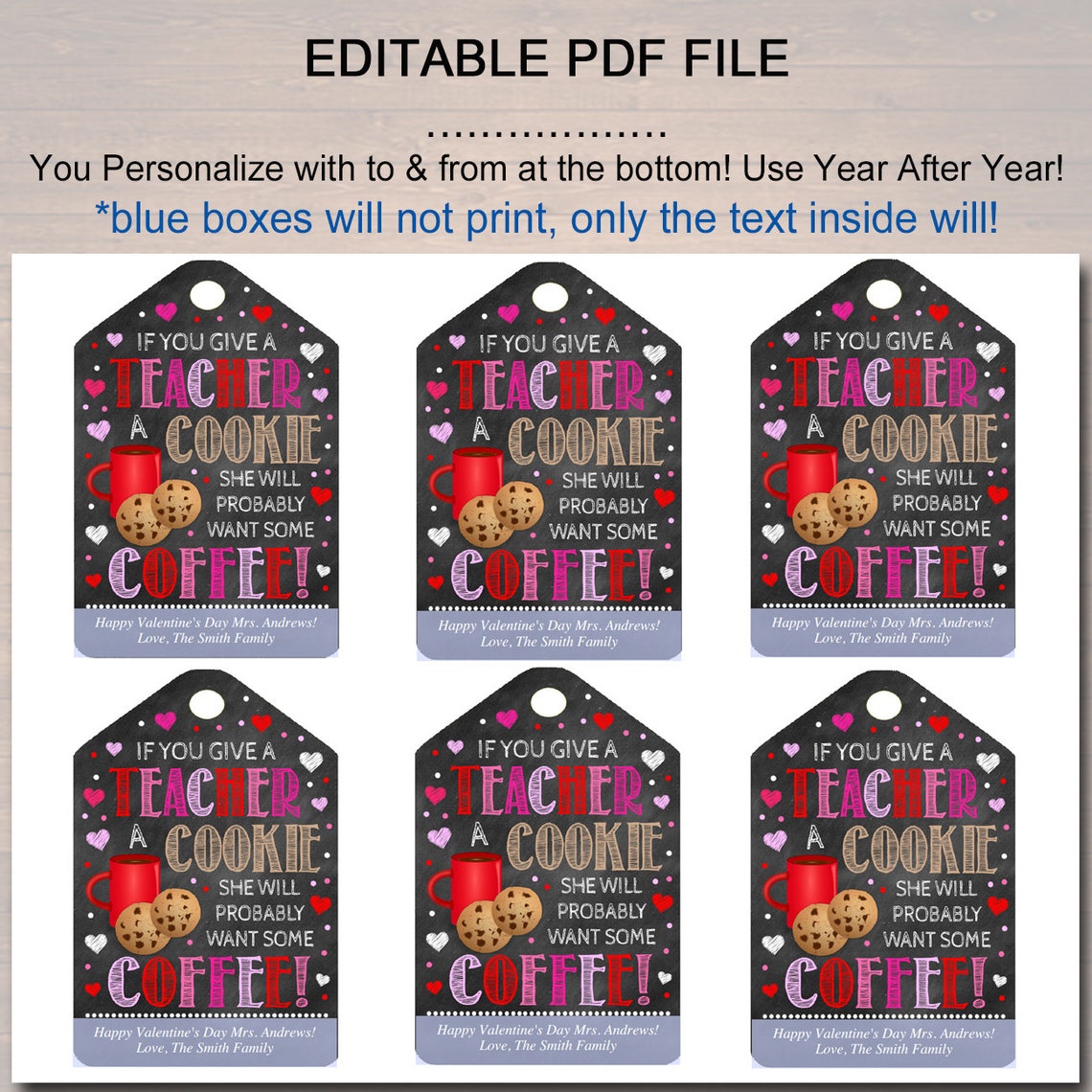 Teacher Valentine's Day Favor Tags Appreciation Labels - Etsy