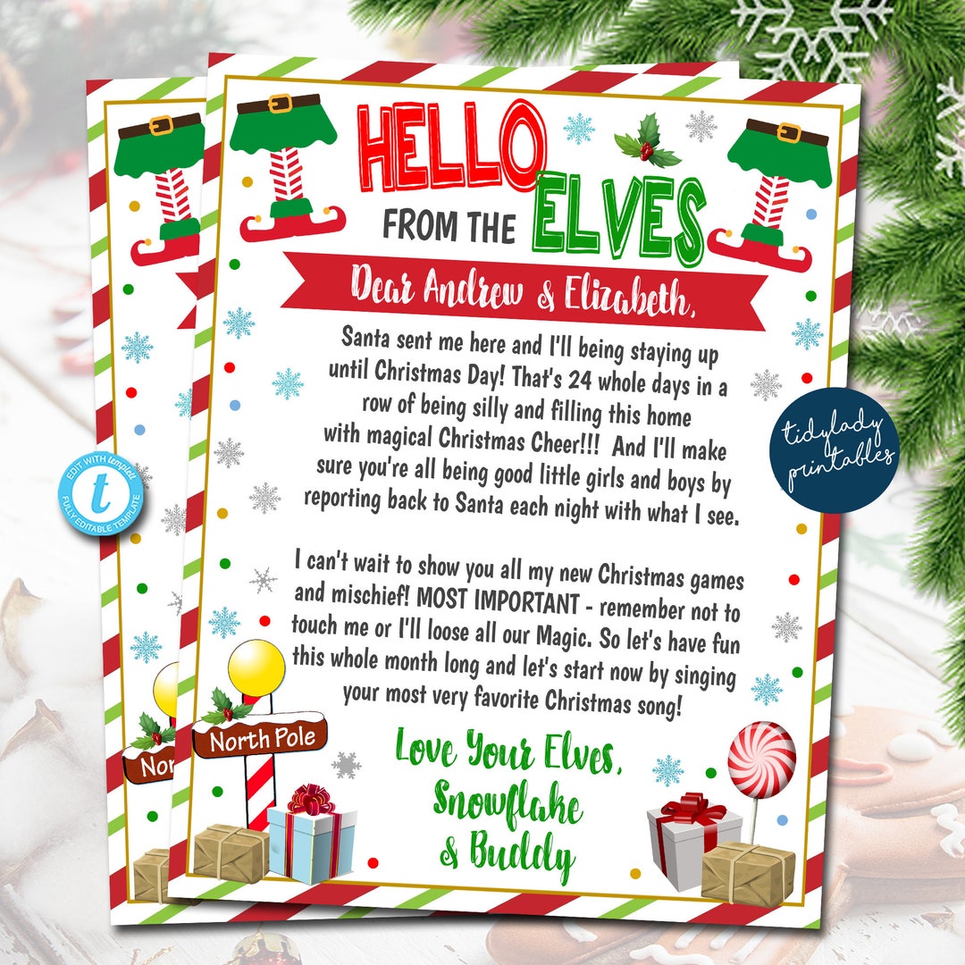 Elf Arrival Letter: Editable Christmas Hello Letter (printable Template ...