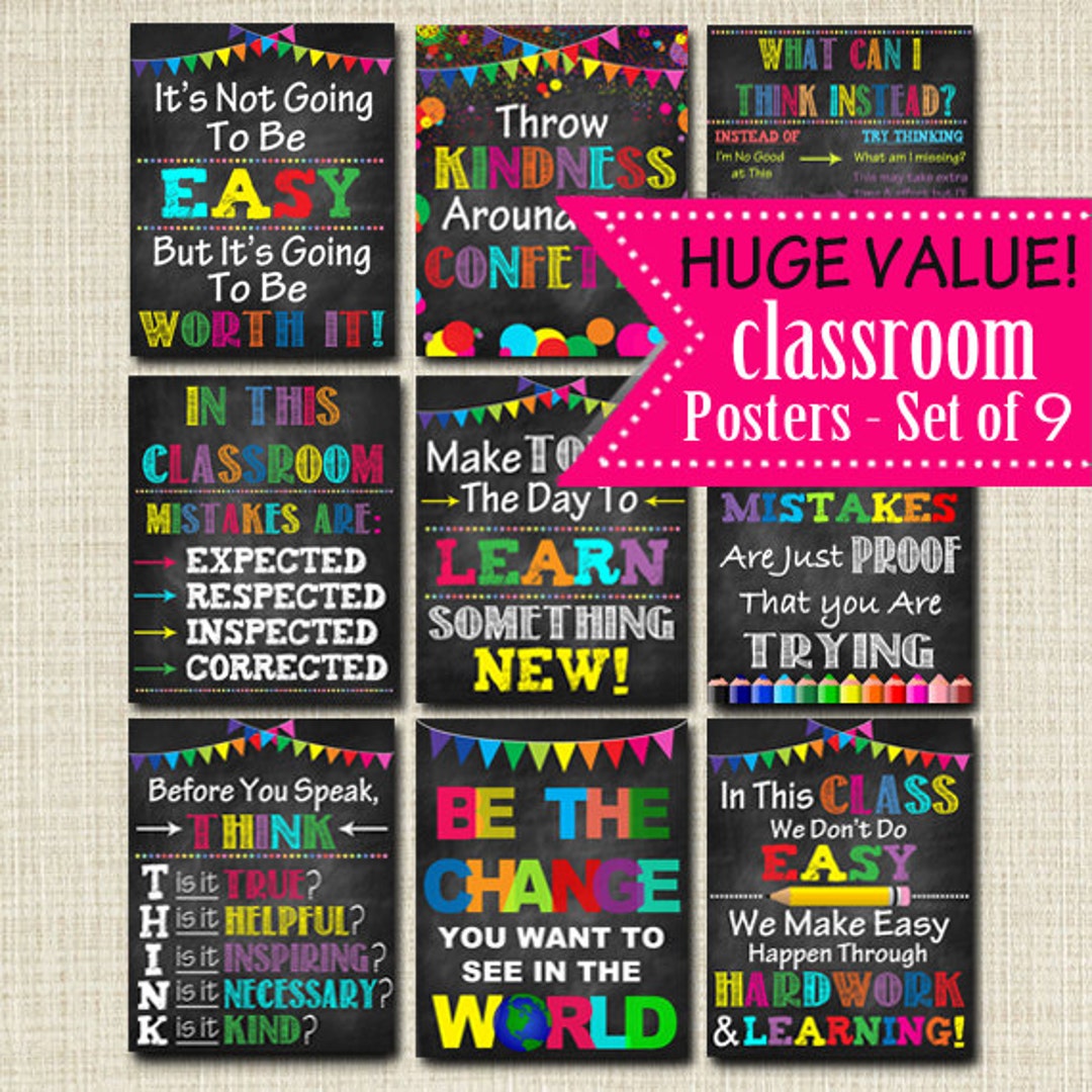 30% off PRINTABLE Classroom Poster Set, Decor, Motivational Teacher ...
