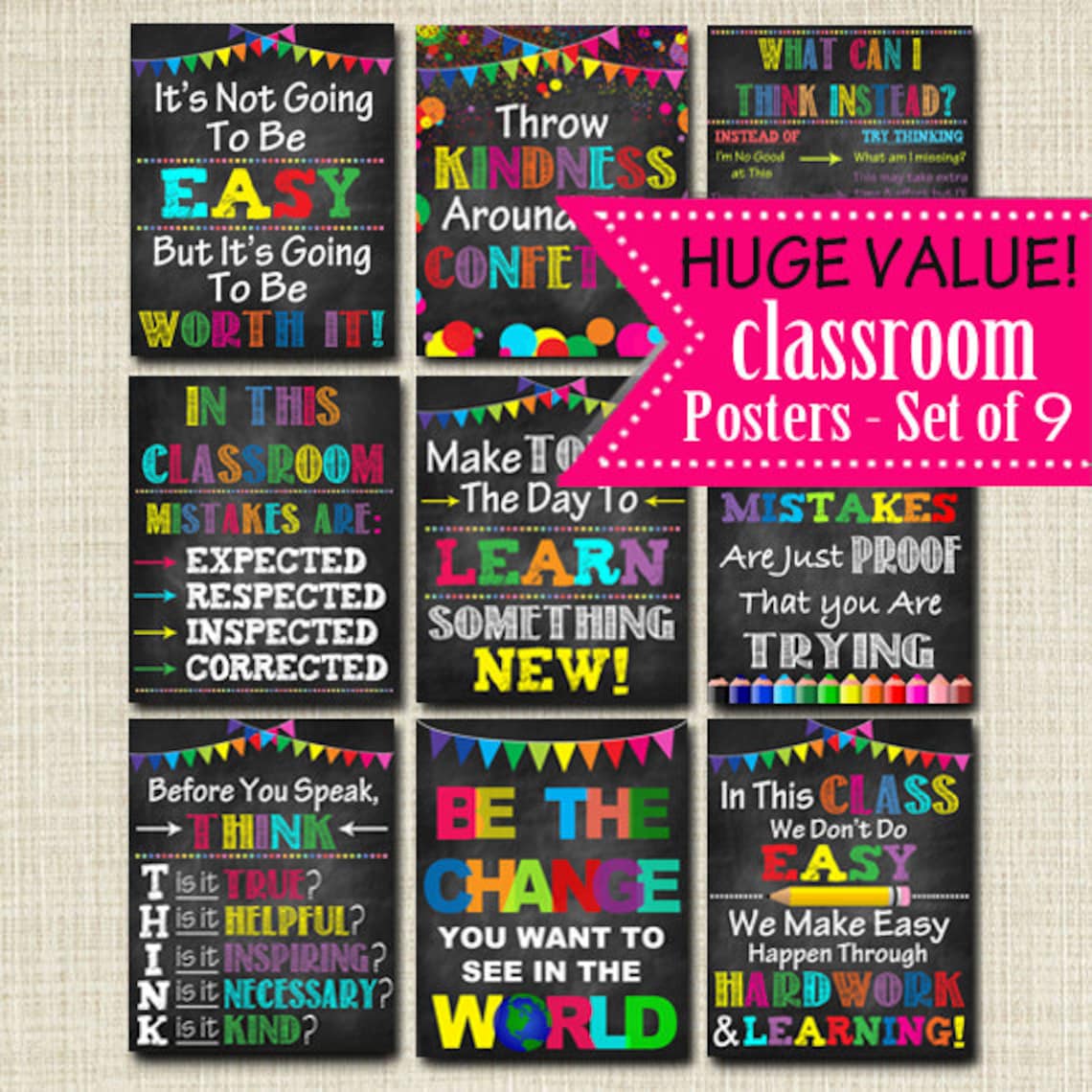 30% off PRINTABLE Classroom Poster Set Decor Motivational - Etsy