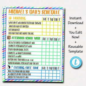 Home School Schedule, Daily Weekly Subject Checklist, Homework ...