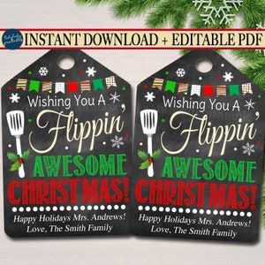 Christmas Gift Tags, Spatula Wish You a Flippin' Awesome Holiday Favor ...
