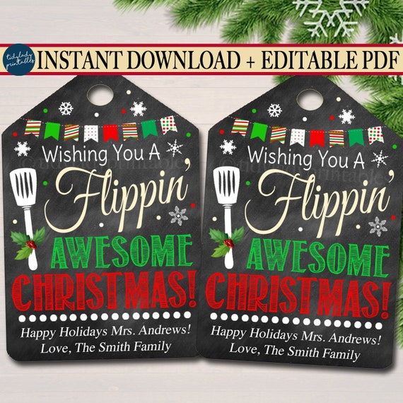 Christmas Gift Tags, Spatula Wish You a Flippin' Awesome Holiday Favor ...
