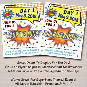 EDITABLE Teacher Appreciation Superhero Themed Decor, Digital Files ...