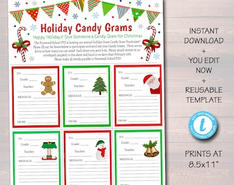 Holiday Candy Gram Flyer, Holiday Candy Gram Fundraiser, Winter Candy ...