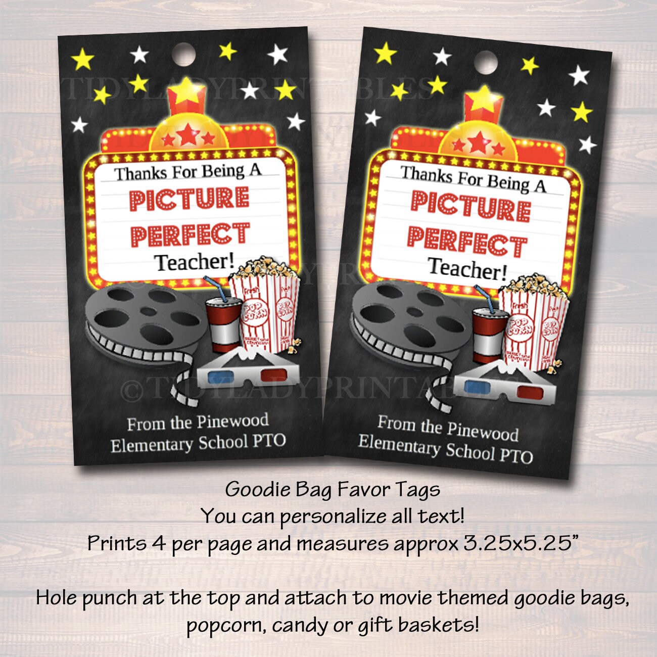 EDITABLE Teacher Appreciation Movie Themed Decor Digital | Etsy UK