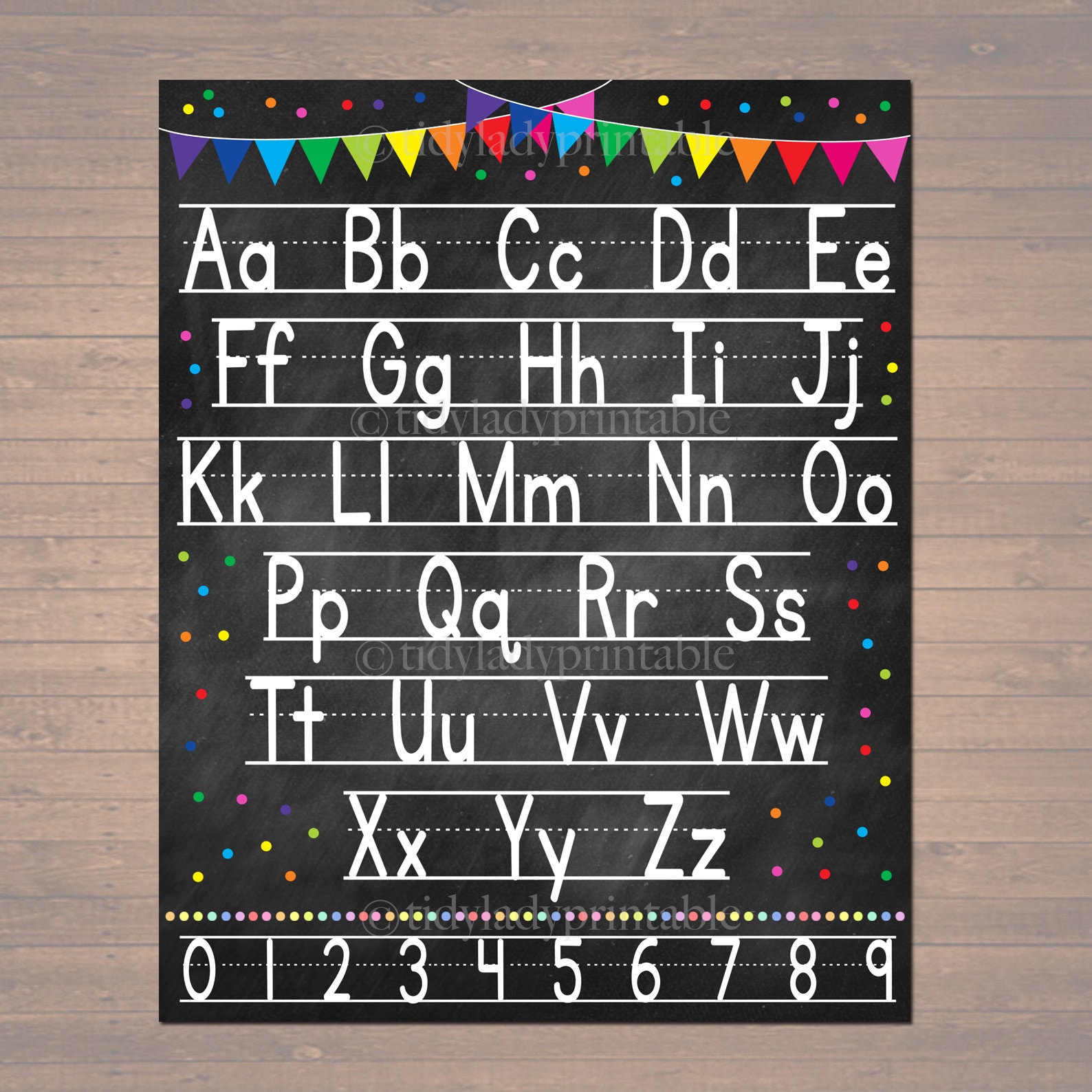 Alphabet & Numbers Poster: Chalkboard Style Classroom Art (digital ...
