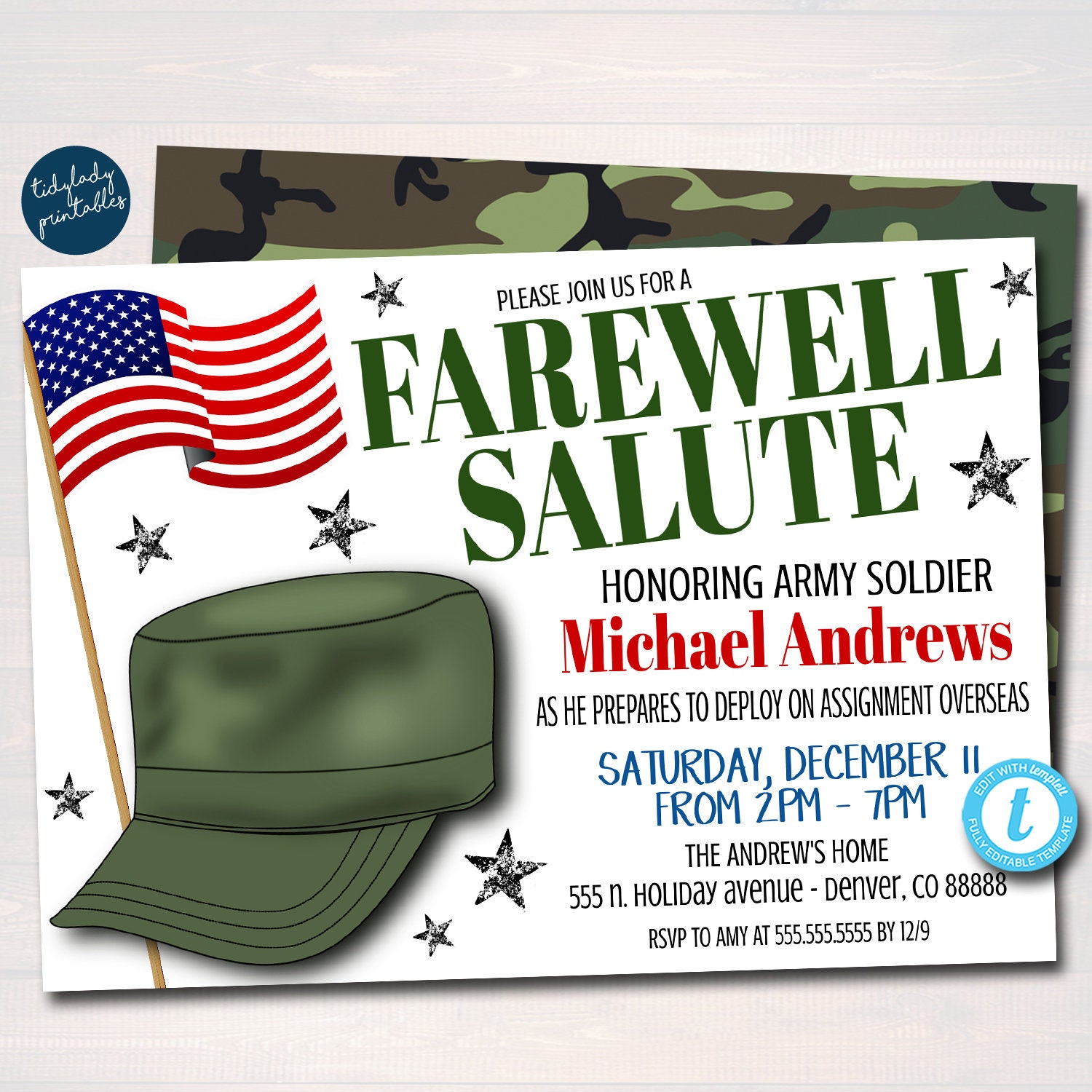 Editable Duty Calls Deployment Invitation Chalkboard Printable Digital ...