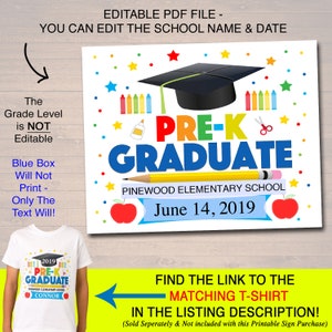 EDITABLE DATE Pre-k Graduation Photo Prop, Last Day End of School ...