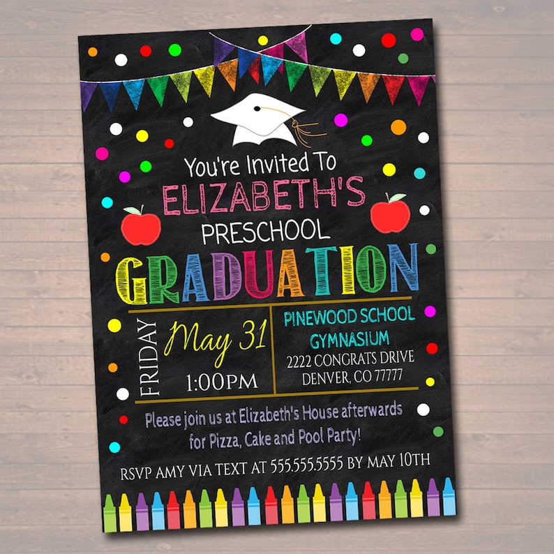 Editable Chalkboard Graduation Invitation: School Ceremony Invite ...