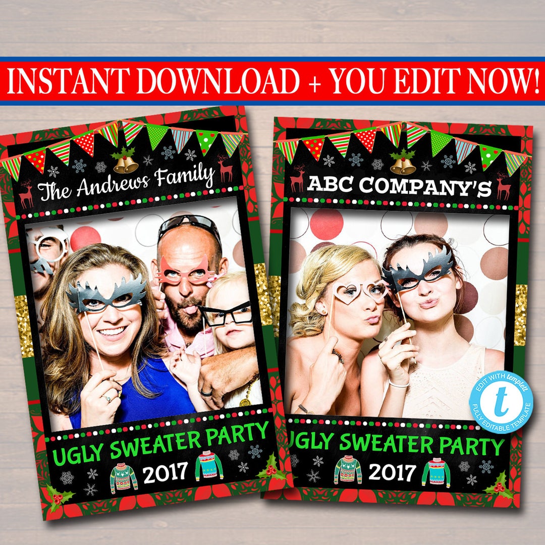 Christmas Ugly Sweater Photo Booth Prop, Selfie Station Grab a Prop ...
