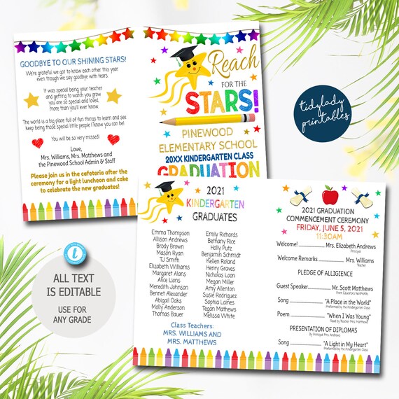 Preschool Graduation Ceremony Program Template Kindergarten Graduation