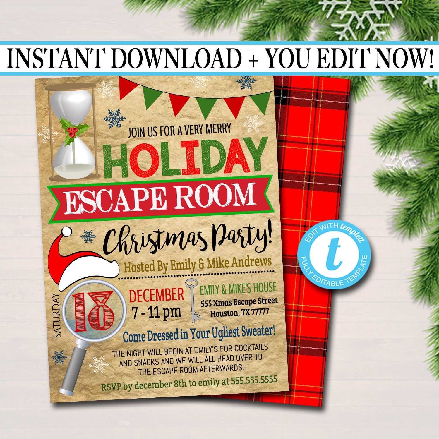 Printable Holiday Escape Room Invitation Christmas Party - Etsy