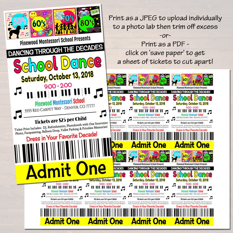 Dancing Through the Decades School Dance Flyer Set (INSTANT DOWNLOAD ...