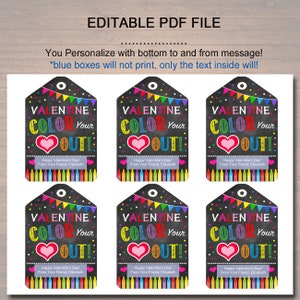 EDITABLE Crayon Valentine's Day Gift Tags, Friend Classroom, Color Your ...