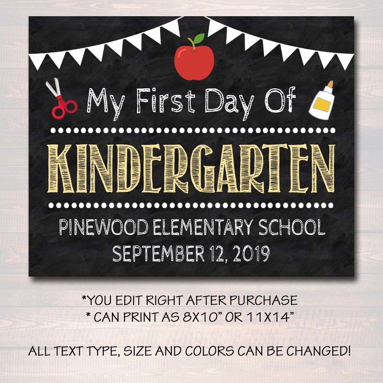 Editable First Day of School Photo Prop: Chalkboard Sign (digital ...
