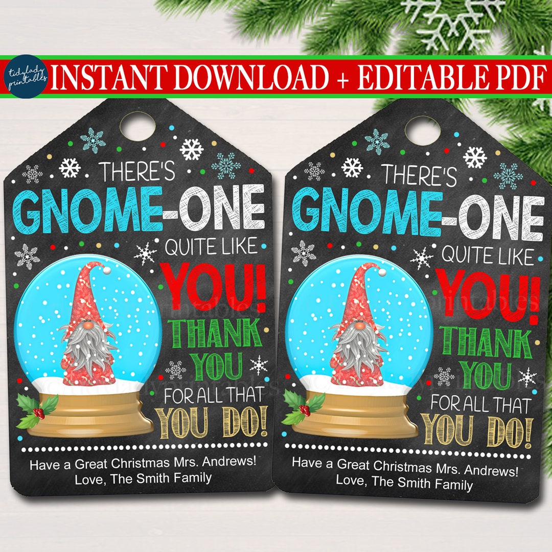 Christmas Gift Tags, Holiday Gnome Elf Holiday Appreciation Staff ...