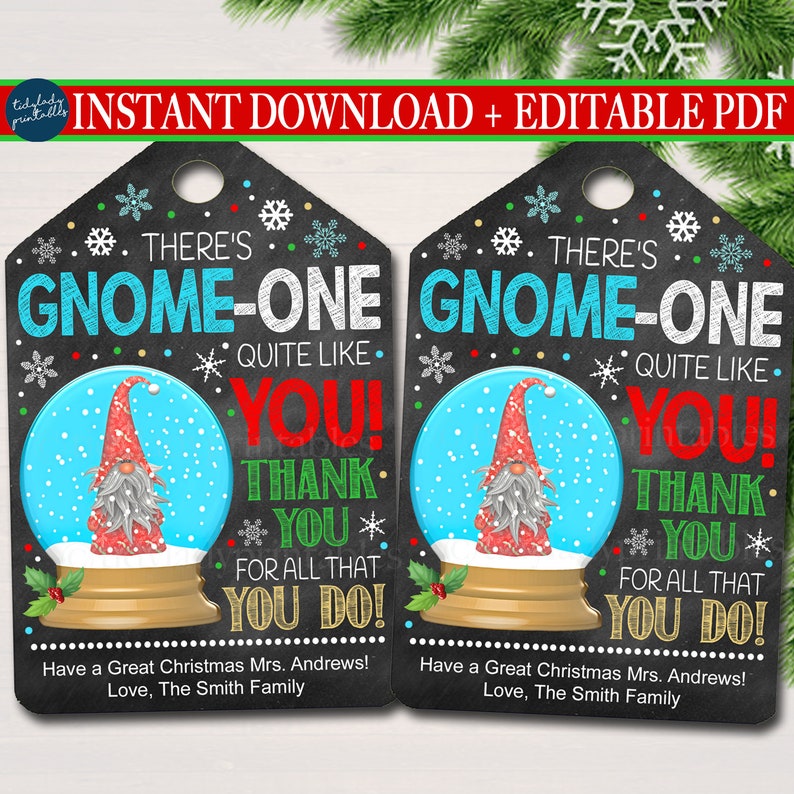 Christmas Gift Tags Holiday Gnome Elf Holiday Appreciation - Etsy