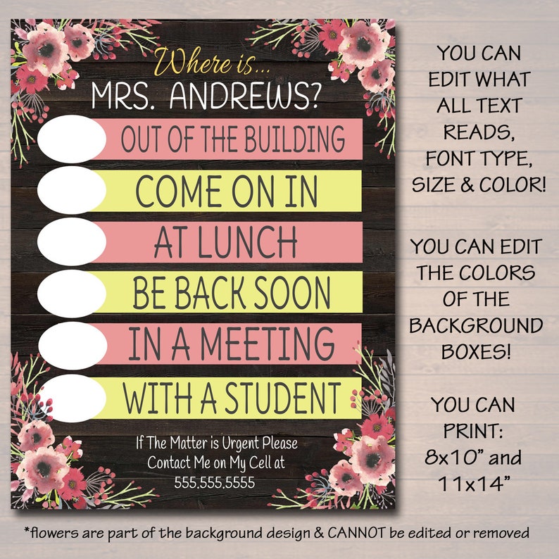 Counseling Office Decor Sign Set: Editable Floral Posters (digital ...