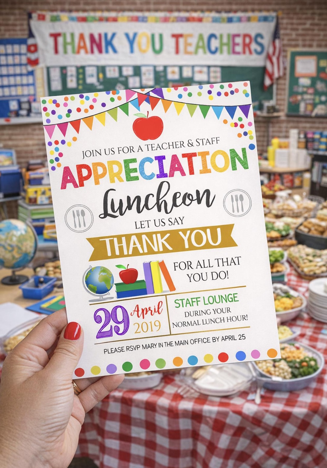 Editable Teacher Appreciation Luncheon Invitation Template (printable ...