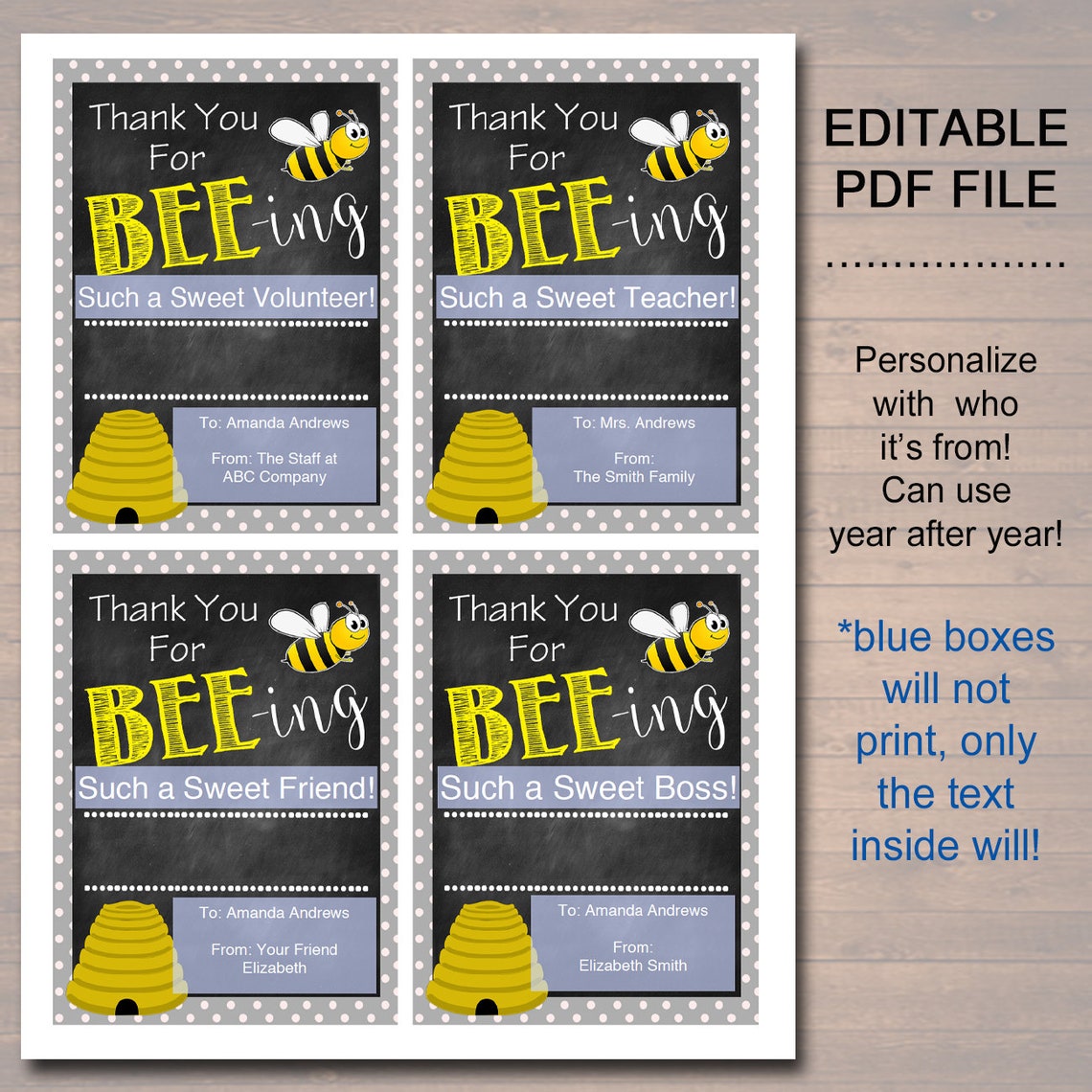 Printable Bee Chapstick Tags Volunteer Labels Printable | Etsy