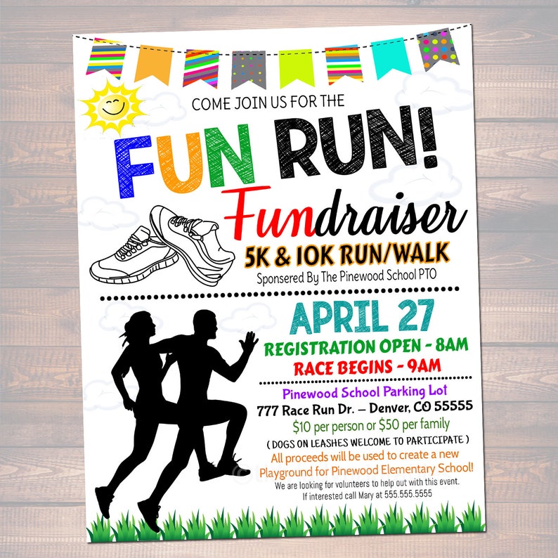 Editable Fun Run Flyer Template: School Fundraiser (8.5x11") - Etsy
