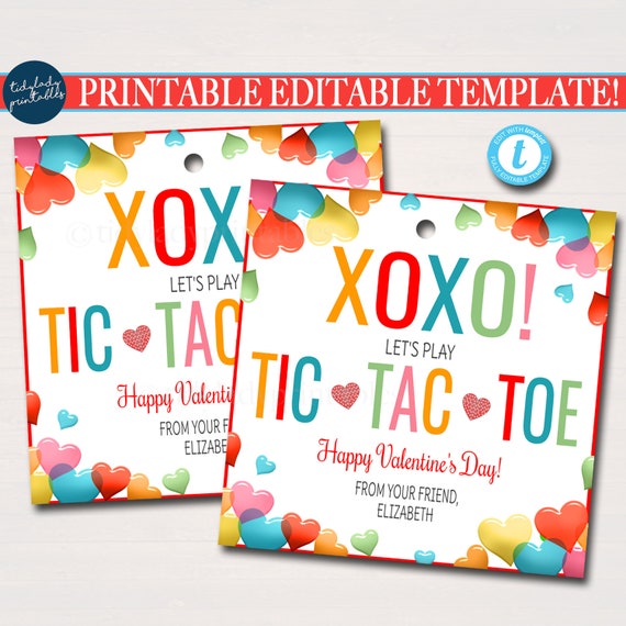 Valentines Tic Tac Toe Gift Tags, valentines day xoxo fun game ...
