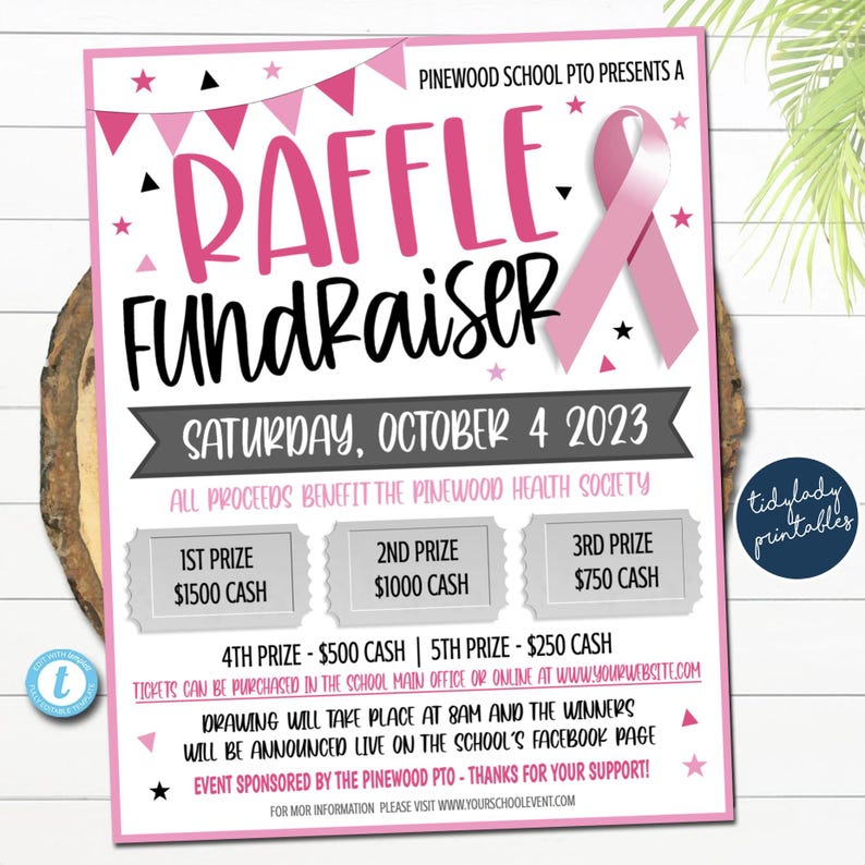 Cancer Fundraiser Raffle Flyer Template: Editable Printable - Etsy