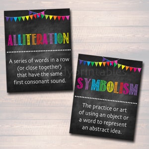 Literary Terms English Grammar Punctuation Posters, INSTANT DOWNLOAD ...