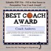 EDITABLE Basketball Coach Award Certificate INSTANT DOWNLOAD Basketball ...