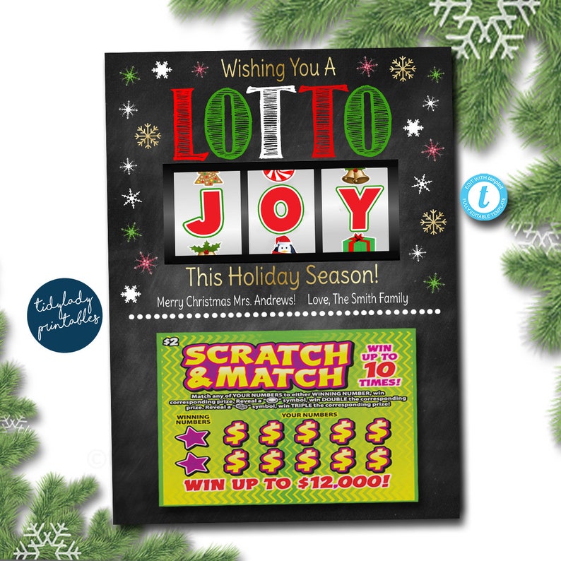 Christmas Lottery Gift Card Holder Printable Wishing You a - Etsy