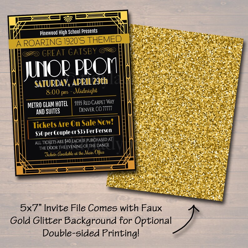 EDITABLE Prom Set, School Dance Flyer Invitation, Ticket Roaring 1920's ...