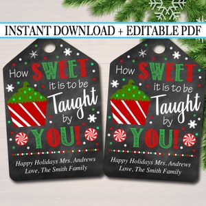 Printable Christmas Teacher Favor Tags, Holiday Appreciation Labels ...
