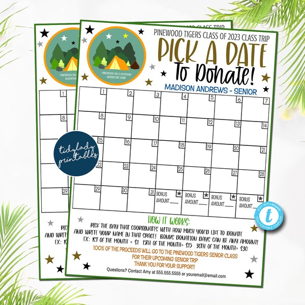 Camping Trip Calendar - Etsy