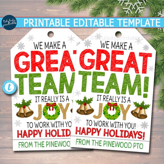Christmas We Make a GREAT team Christmas Holiday Appreciation Gift Tag ...
