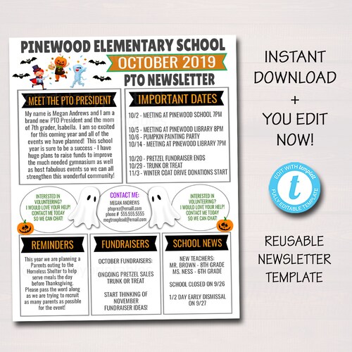 Editable August PTO PTA Newsletter Flyer Printable School - Etsy