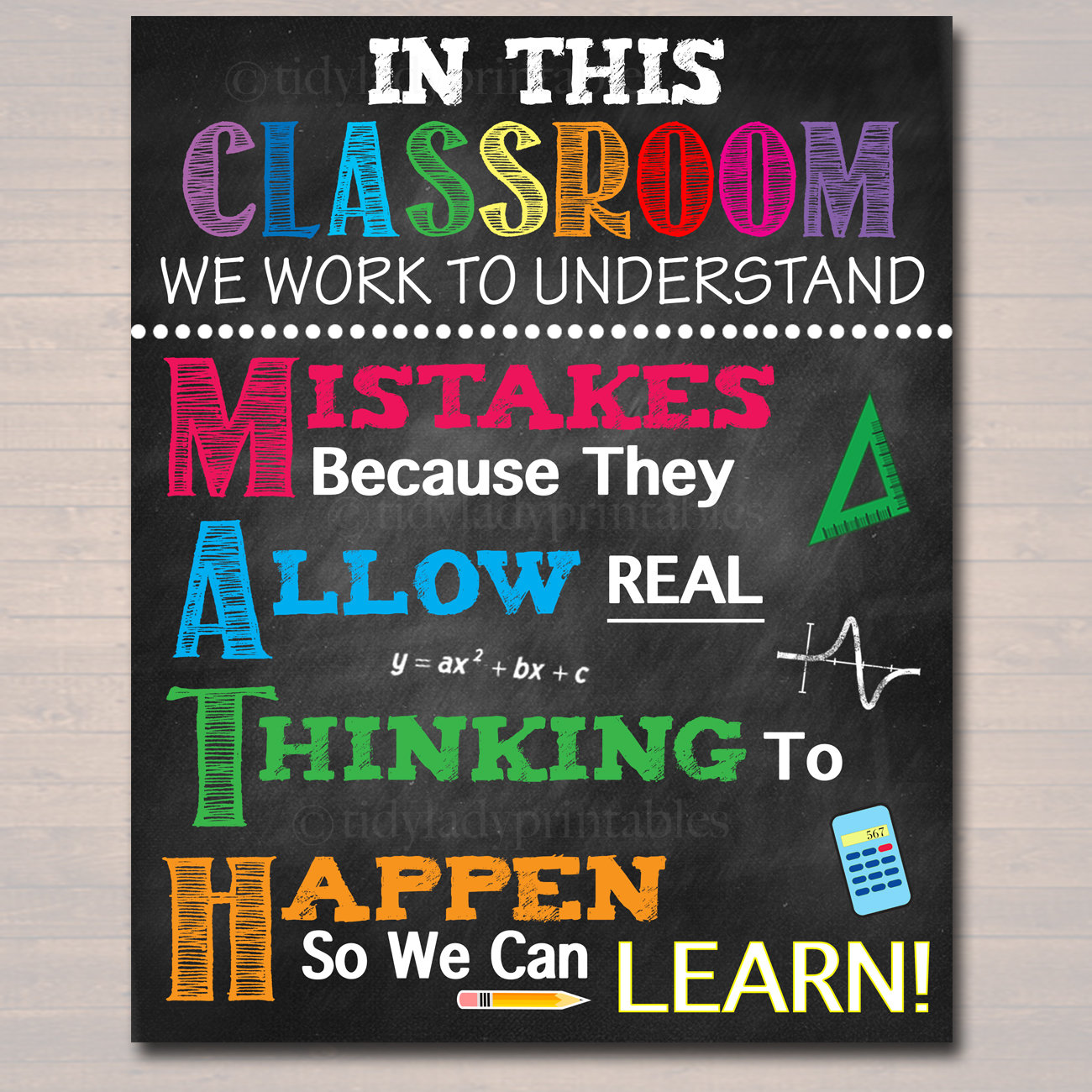 MATH Teacher Classroom Poster Printable Mistakes Math - Etsy