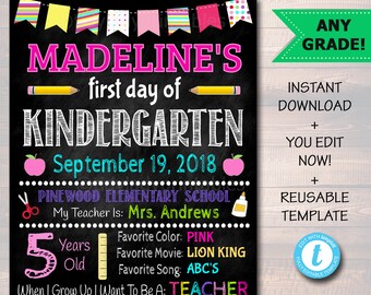 EDITABLE Last Day of School Photo Prop, Back to School Chalkboard ...