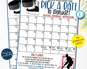 Editable Hockey Calendar Fundraiser Template Pick a Date to - Etsy