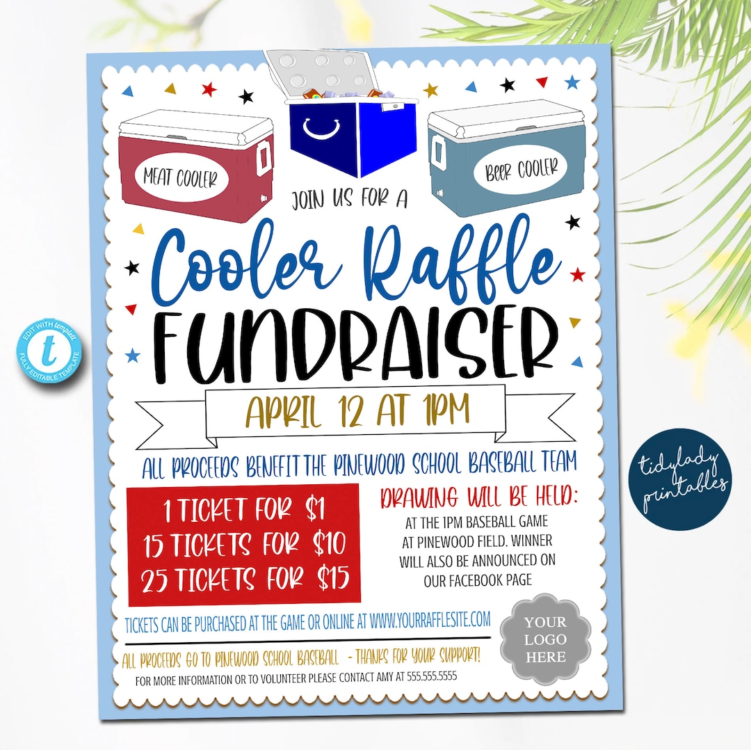 Cooler Raffle Ticket Fundraiser Flyer, Food Drink Raffle Fundraiser ...