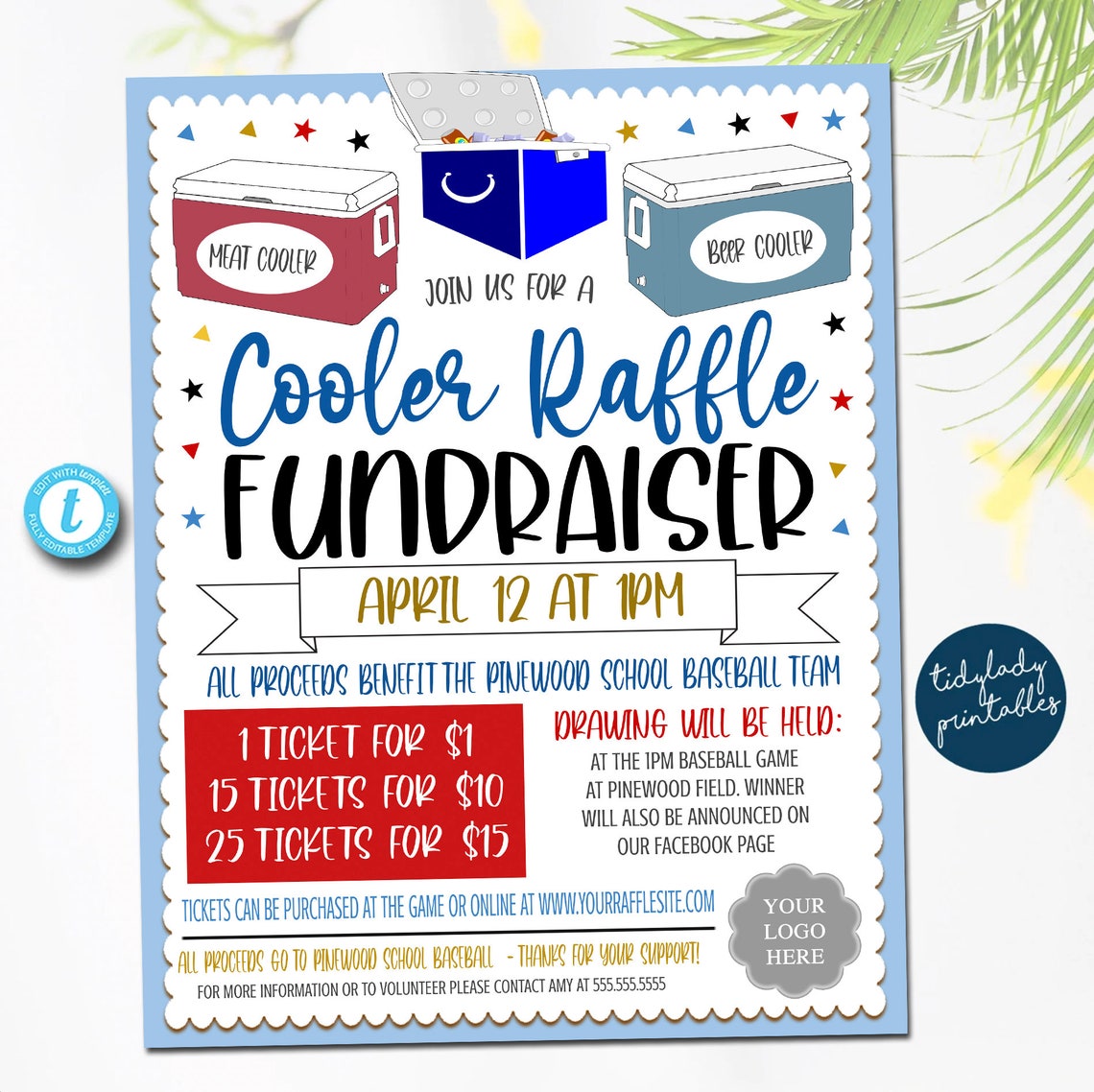 Cooler Raffle Fundraiser Flyer: Editable Template (digital Download) - Etsy