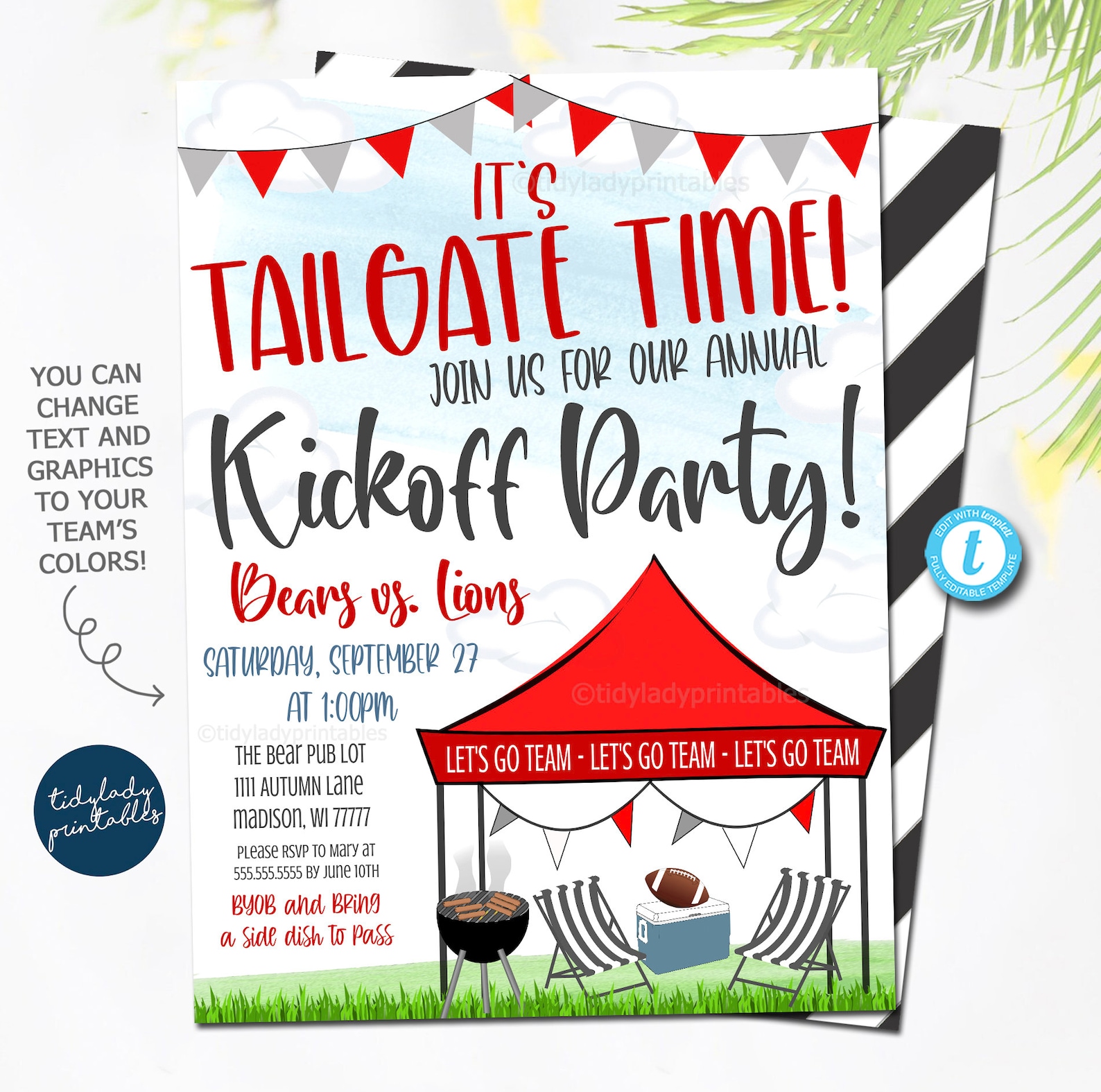 Football Kick off Party Invitation Editable Football Party - Etsy