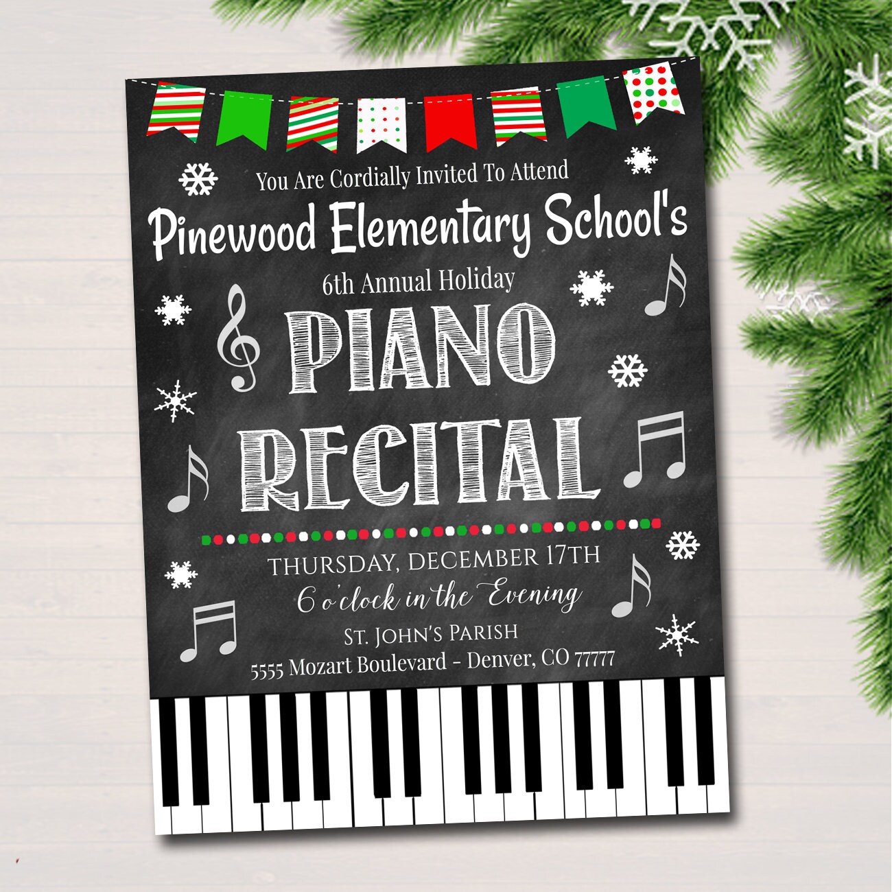 Editable Christmas Concert Invitation: School Music Event Flyer ...